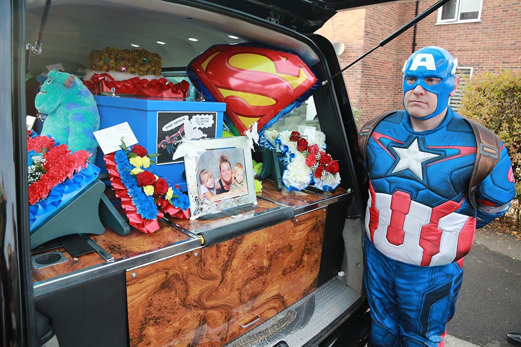 Co-op Funeralcare Superhero funeral PR & press photography