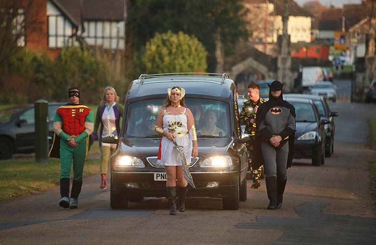 Co-op Funeralcare Superhero funeral PR & press photography